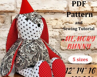 Memory Bunny Pattern, Keepsake Bunny Sewing Pattern, Rabbit Soft Toy ...