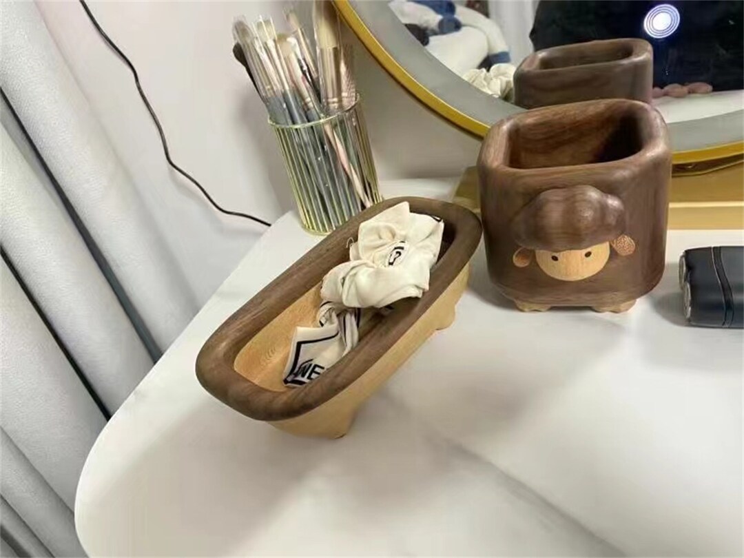 Solid Wood Desktop Organizer: Entryway Key Holder, Bathtub Storage ...