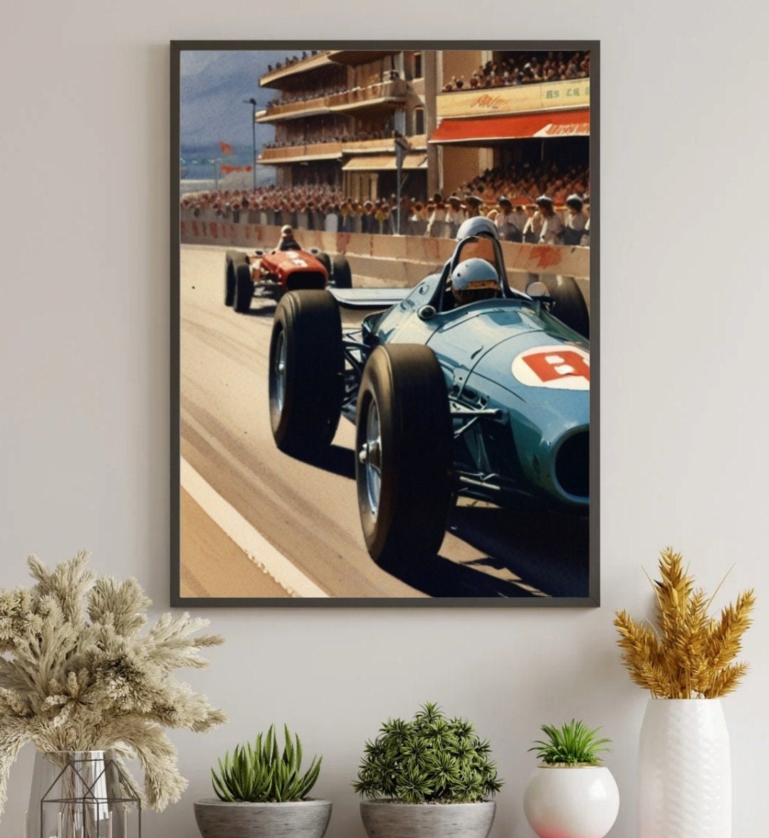 Vintage F1 Racing A3 Poster, Formula 1 Poster, Monaco Grand Prix ...