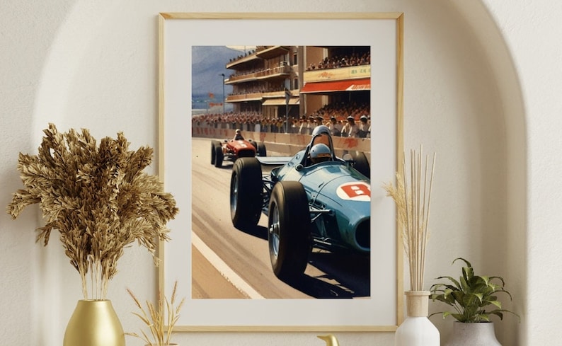 Vintage F1 Racing A3 Poster, Formula 1 Poster, Monaco Grand Prix ...