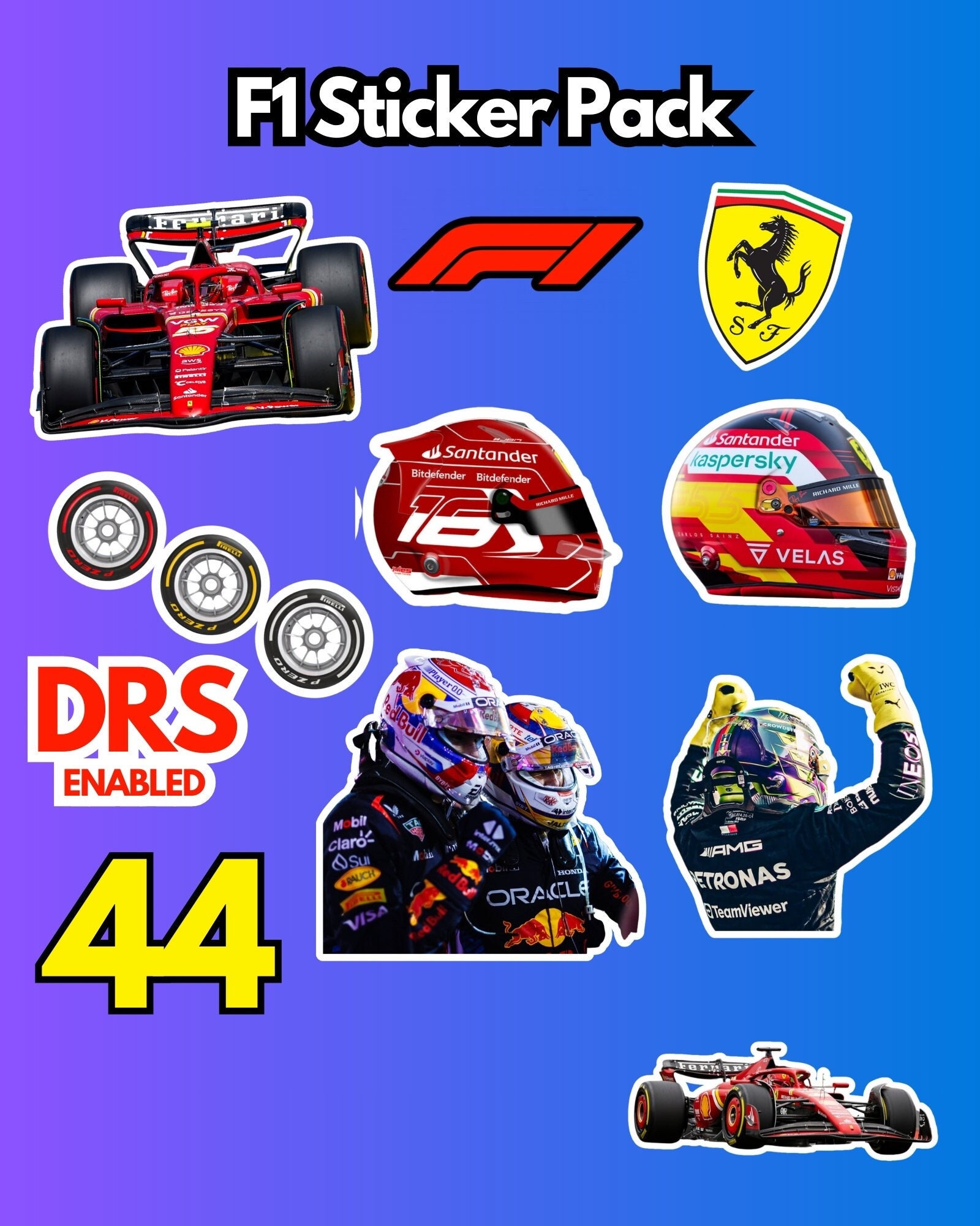 F1 Sticker Pack 2024 F1 Scuderia Ferrari Lewis Hamilton Red Bull Racing ...