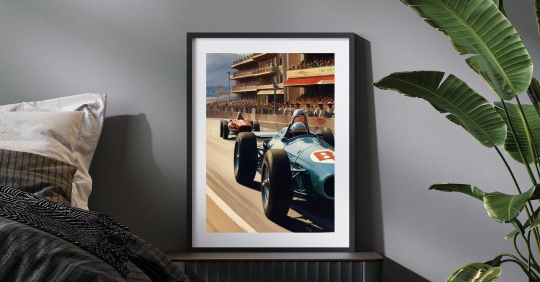 Vintage F1 Racing A3 Poster, Formula 1 Poster, Monaco Grand Prix ...