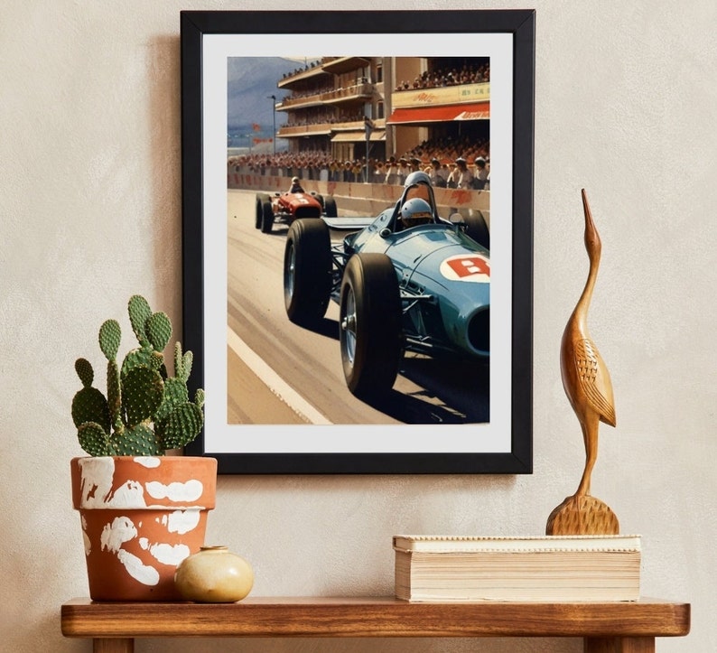 Vintage F1 Racing A3 Poster, Formula 1 Poster, Monaco Grand Prix ...