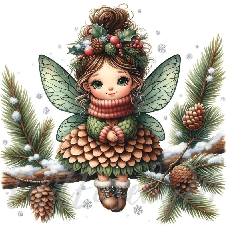 Pinecone Woodland Fairy Clipart | 10 High-quality 300 DPI Jpegs ...