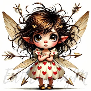 Quirky Valentine Fairy Clipart 10 High-quality 300 DPI Jpgs Commercial ...