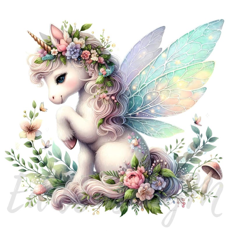 Enchanted Fairy Unicorn Clipart | 10 High-quality 300 DPI Jpegs ...