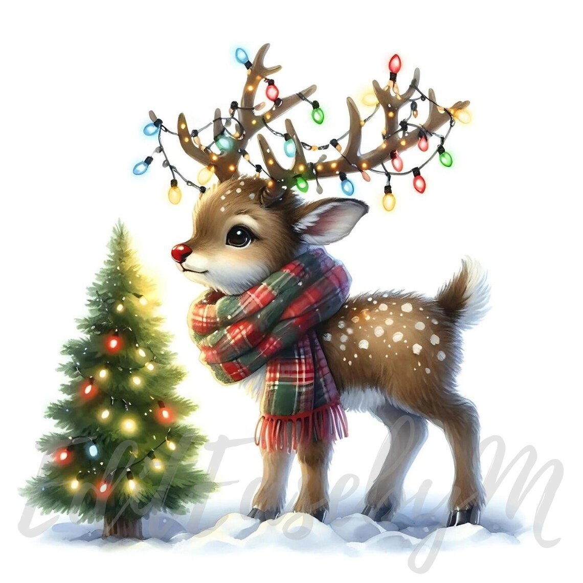 Christmas Reindeer Clipart | 10 High-quality 300 DPI Jpegs Commercial ...