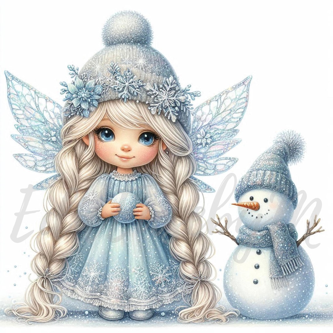 Winter Snowflake Fairy Gnome Clipart 10 High-quality 300 DPI Jpgs ...