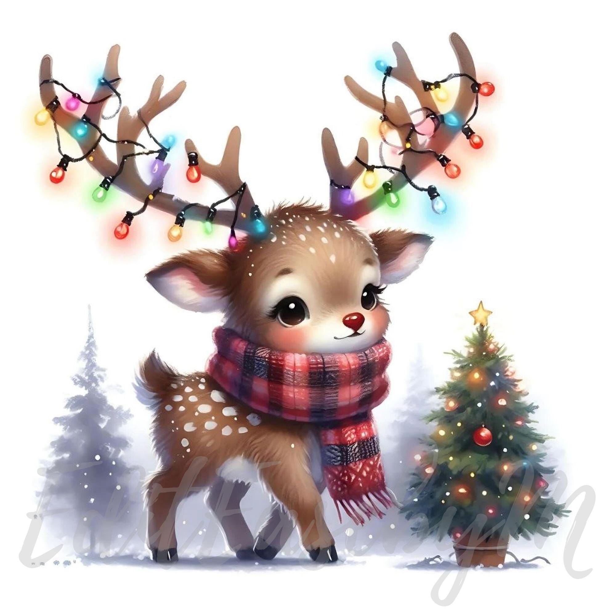 Christmas Reindeer Clipart | 10 High-quality 300 DPI Jpegs Commercial ...