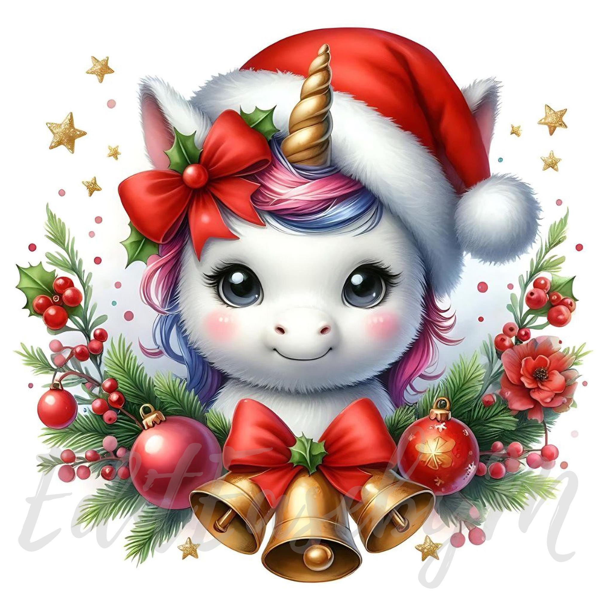 Christmas Unicorn Clipart | 10 High-quality 300 DPI Jpegs Commercial ...
