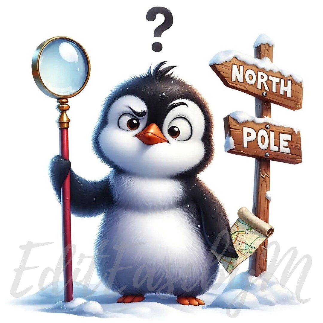 Quirky Christmas Penguin Clipart | 10 High-quality 300 DPI Jpegs ...