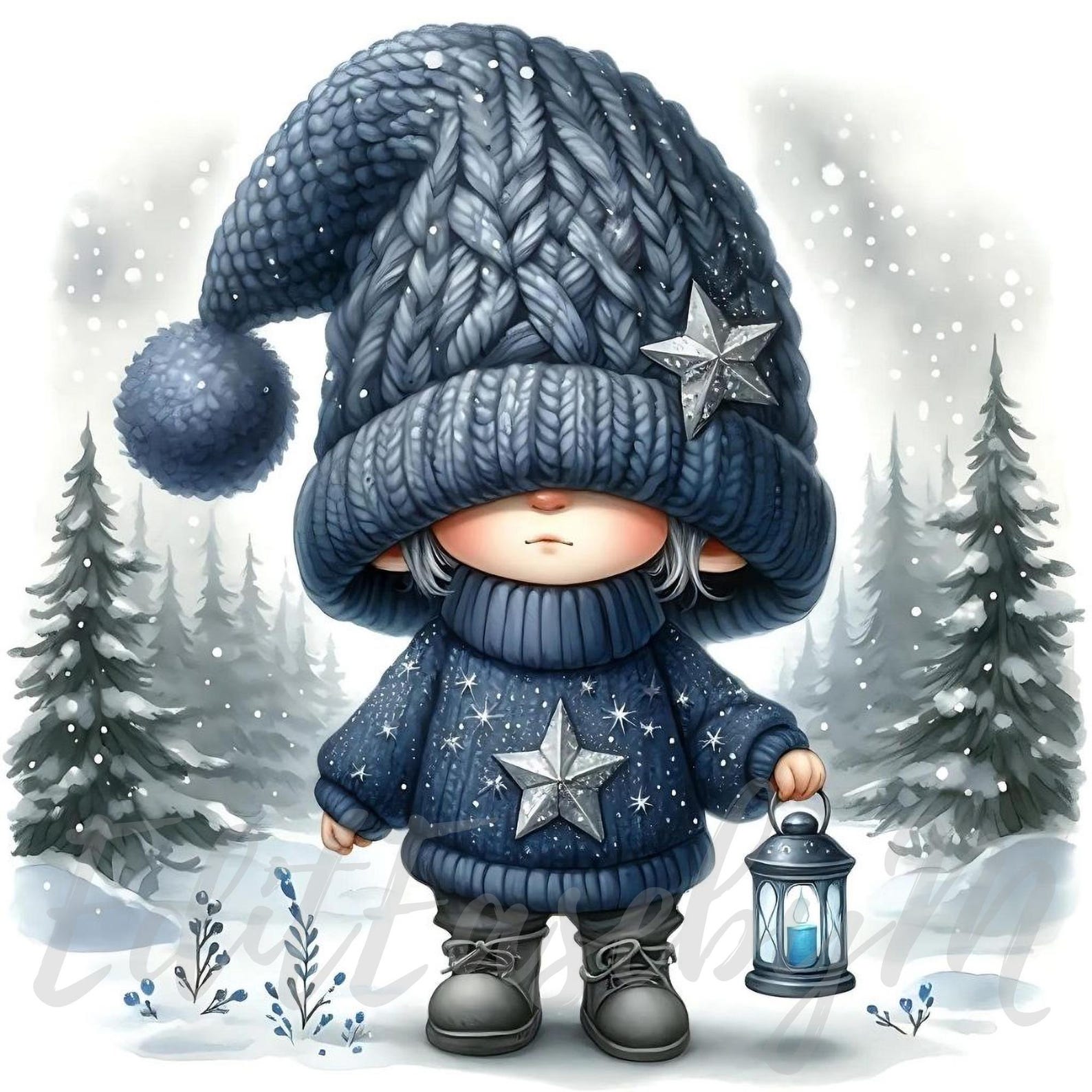 Starry Night Gnome Clipart | 10 High-quality 300 DPI Jpegs Commercial ...