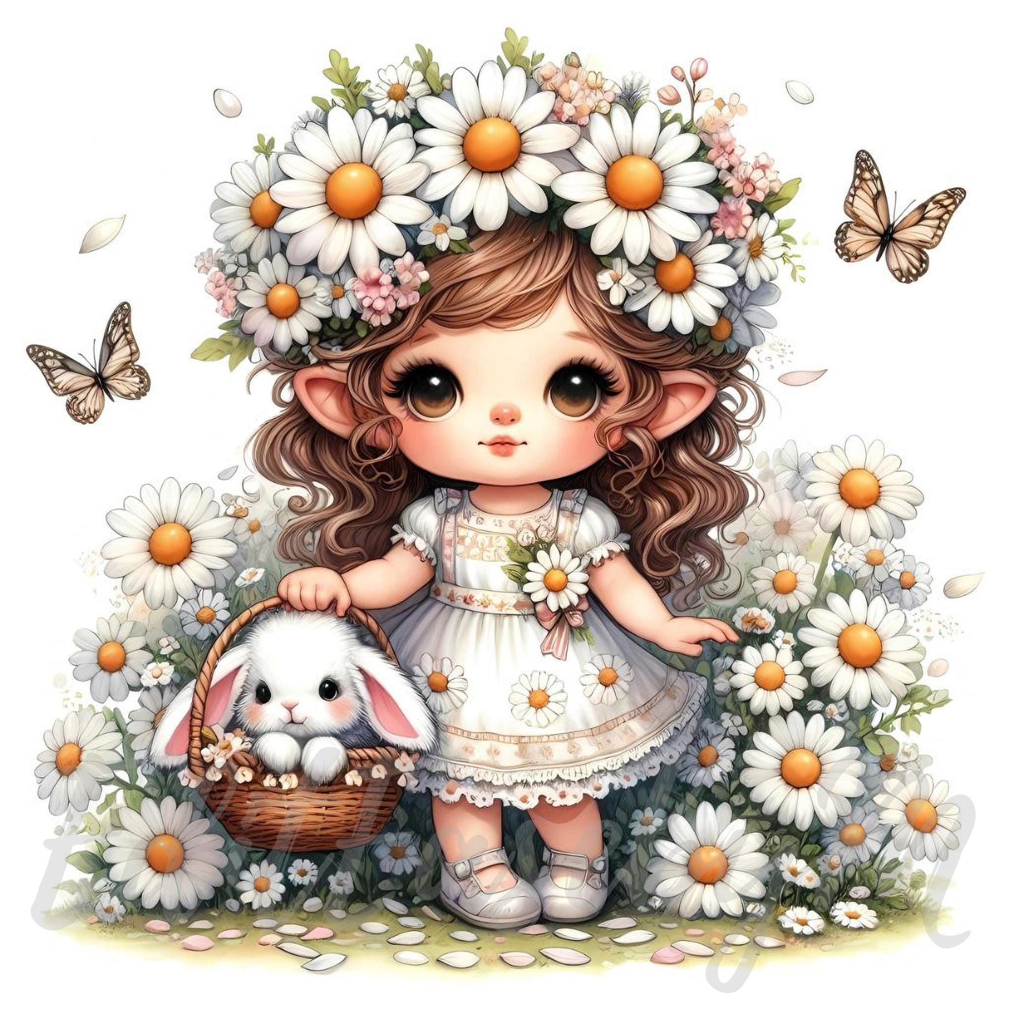 Bunny Friend Gnome Clipart | 10 High-quality 300 DPI Jpegs Commercial ...