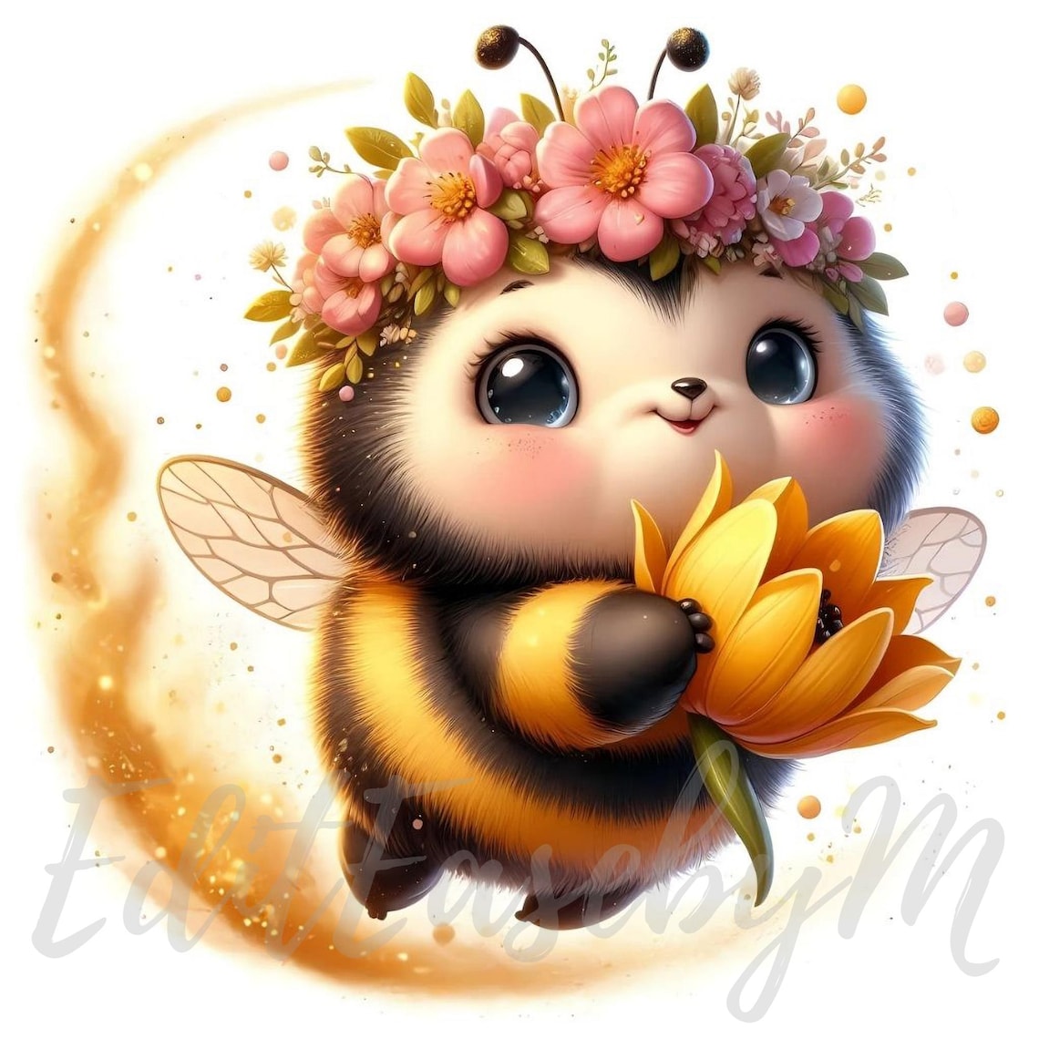Pollen Puff Bee Clipart | 10 High-quality 300 DPI Jpegs Commercial Use ...