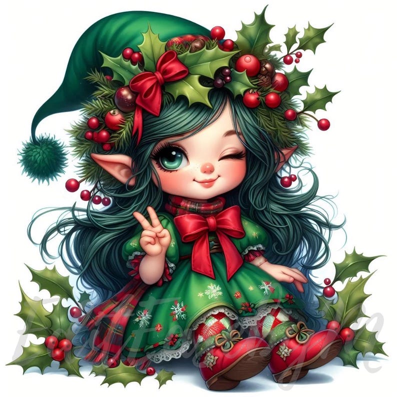 Mistletoe Mischief Gnome Clipart | 10 High-quality 300 DPI Jpegs ...