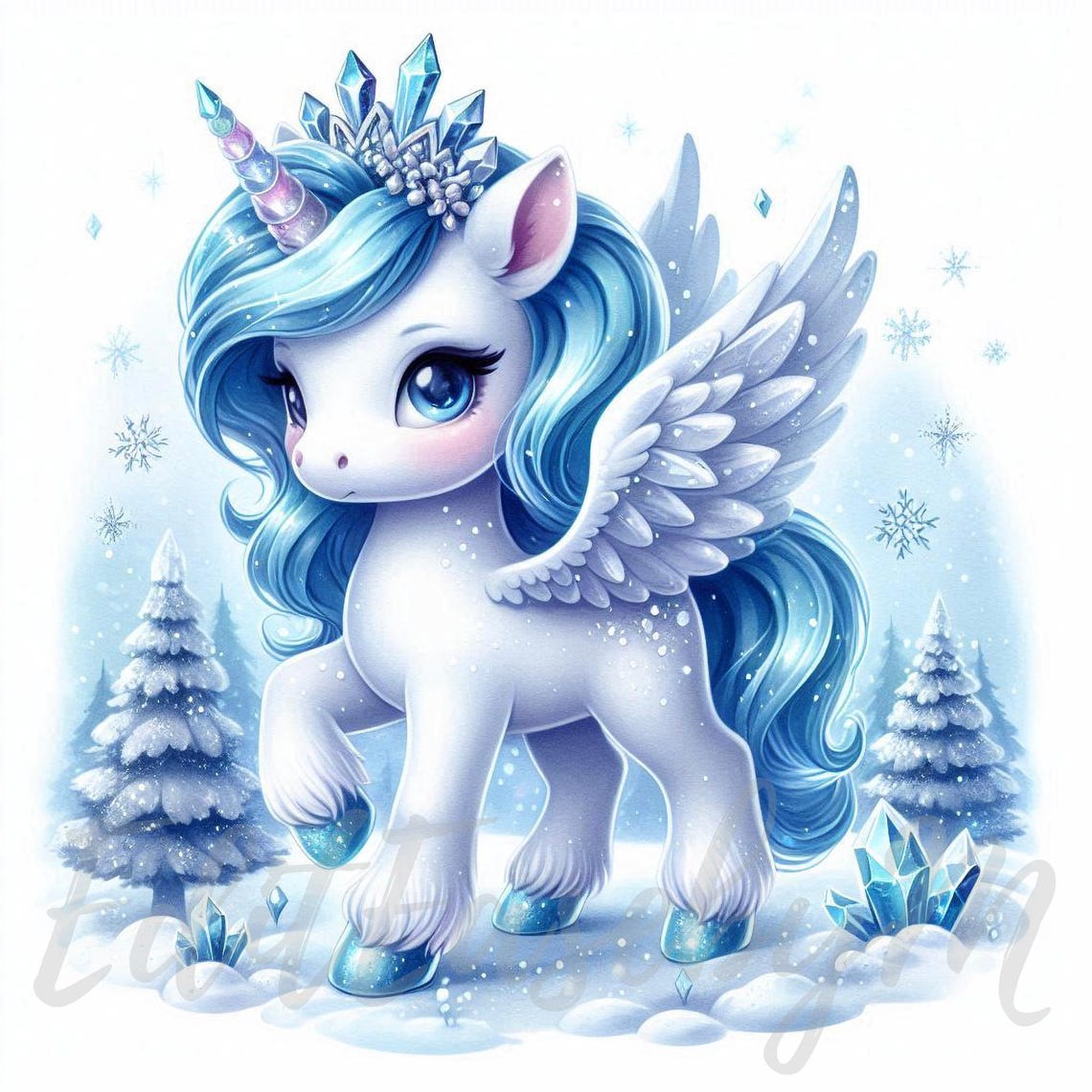 Winter Wonderland Unicorn Clipart 10 High-quality 300 DPI Jpegs ...