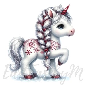 Christmas Unicorn Clipart | 10 High-quality 300 DPI Jpegs Commercial ...
