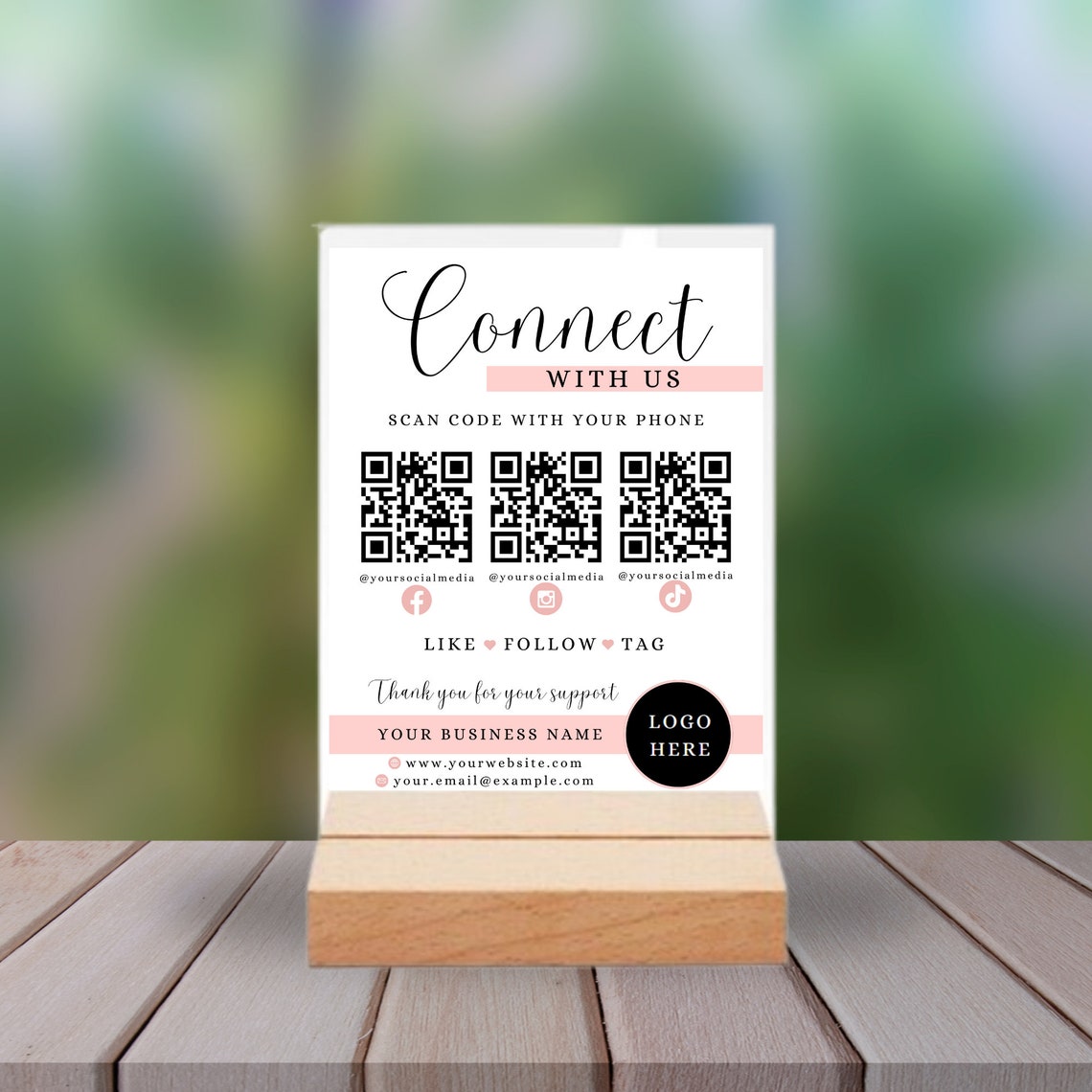 Social Media Sign for Small Business | Canva Template QR Code Sign ...