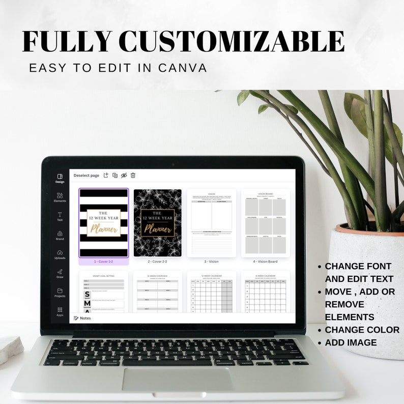 12 Week Year Planner Template | Printable 90 Day Goal Planner SMART ...