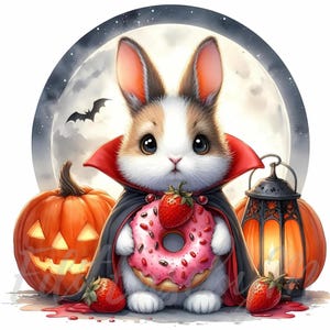 Vampire Bunny Picnic Clipart | 10 High-quality 300 DPI Jpegs Commercial ...