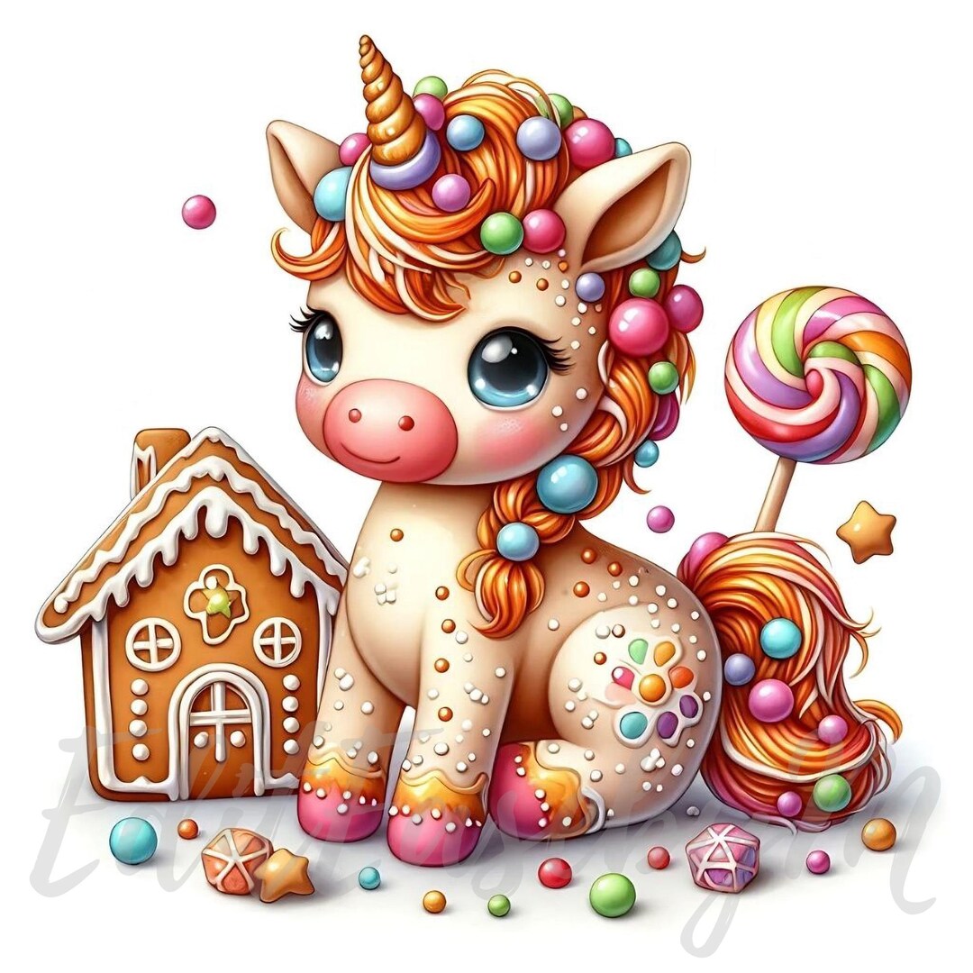 Gingerbread Unicorn Clipart | 10 High-quality 300 DPI Jpegs Commercial ...