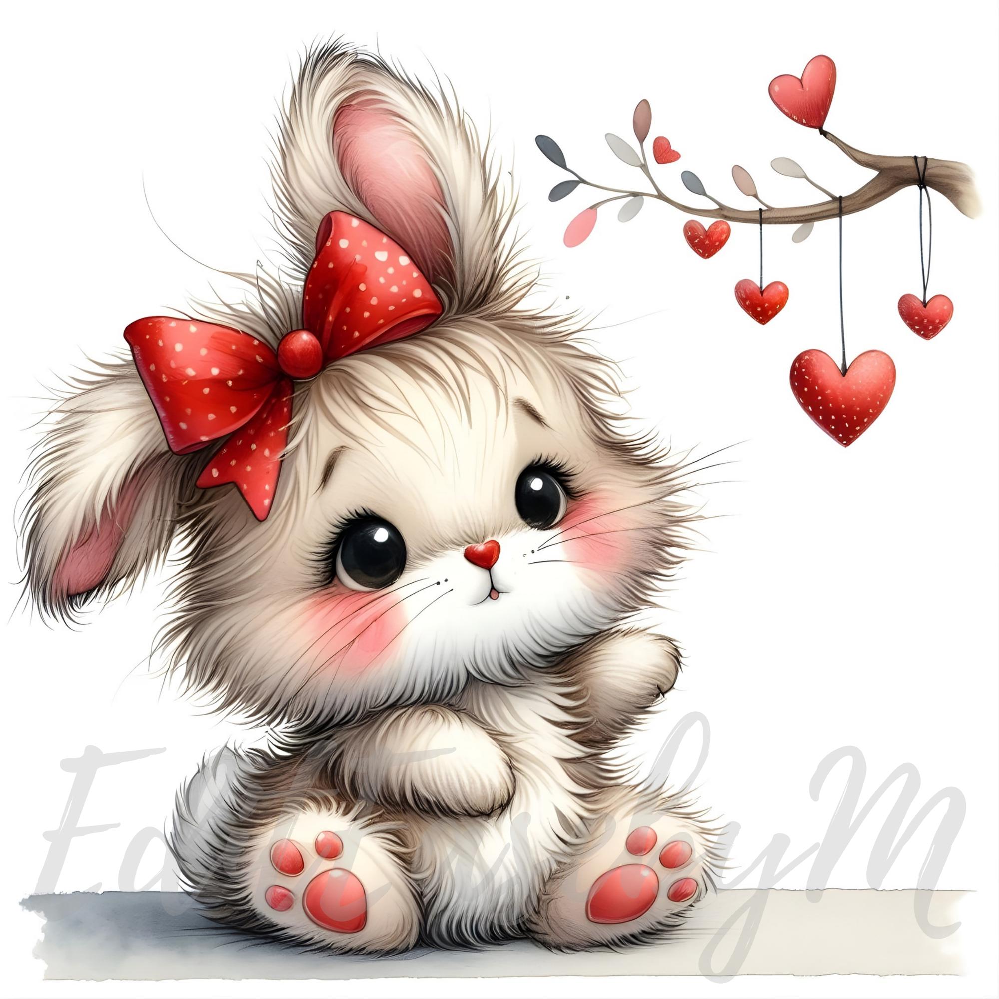Valentine Bunny Clipart | 10 High-quality 300 DPI Jpegs Commercial Use ...