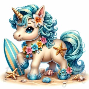 Island Breeze Unicorn Clipart | 10 High-quality 300 DPI Jpegs ...