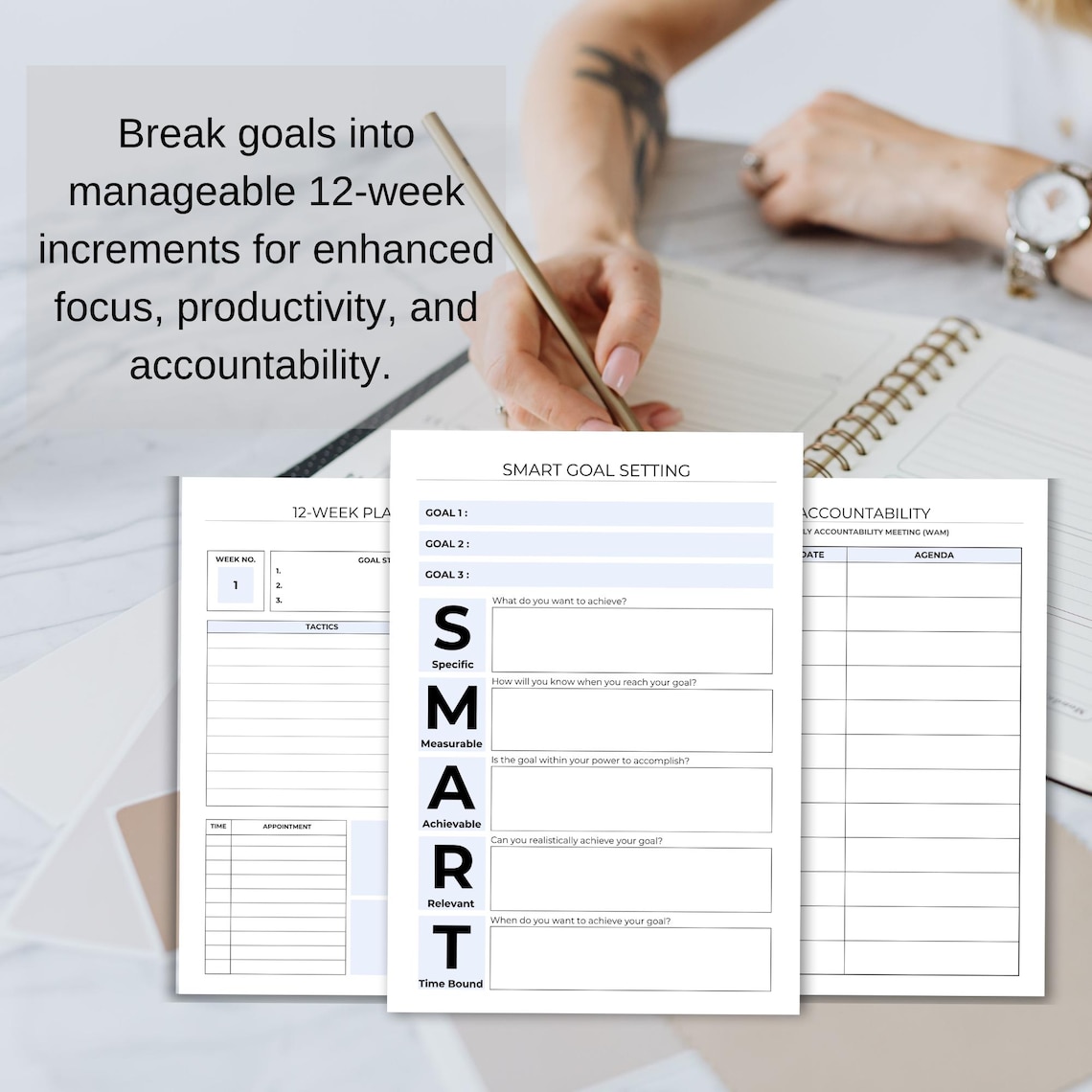 12 Week Year Planner Template | Planner Canva Template SMART Goal ...