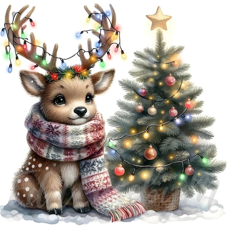 Christmas Reindeer Clipart | 10 High-quality 300 DPI Jpegs Commercial ...