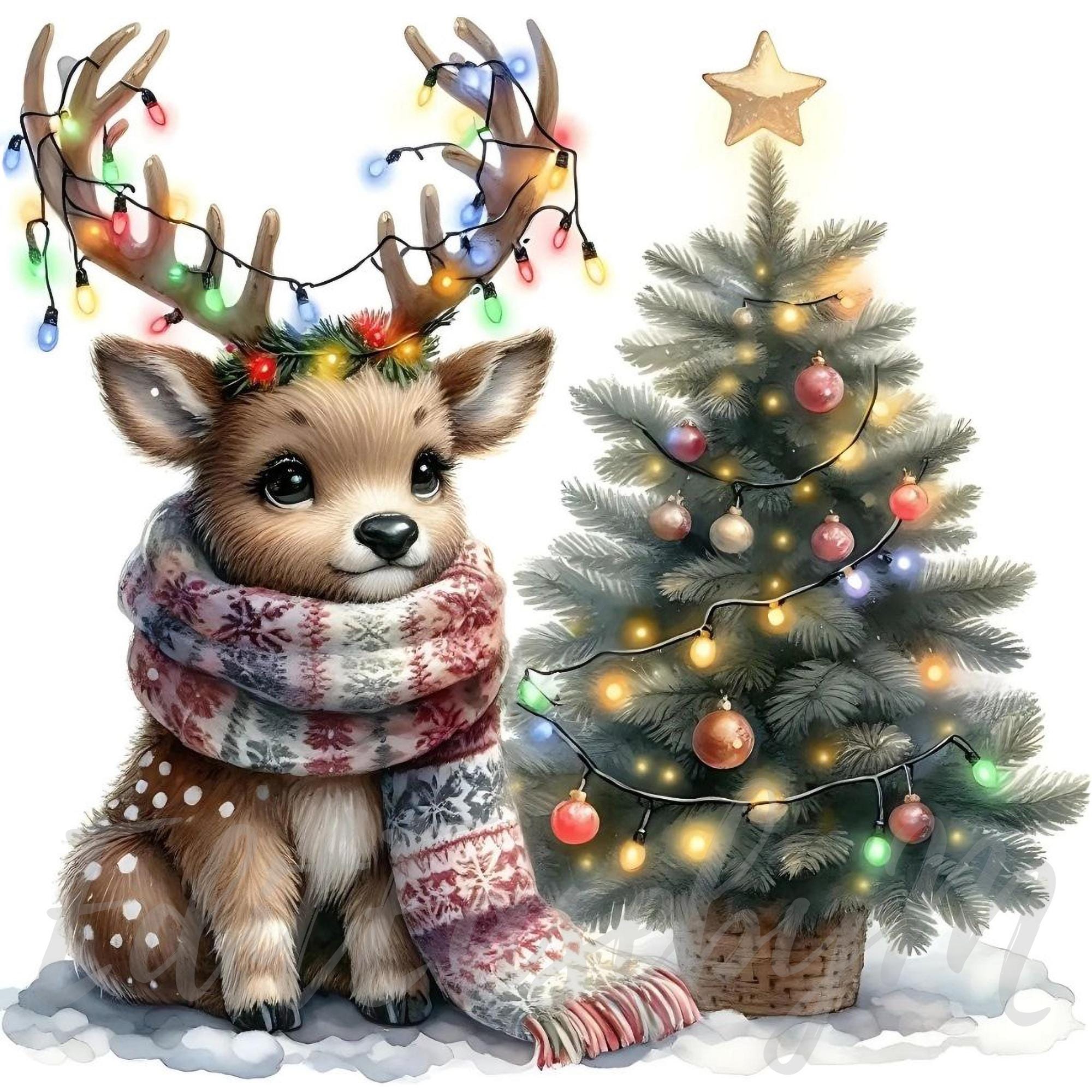 Christmas Reindeer Clipart | 10 High-quality 300 DPI Jpegs Commercial ...
