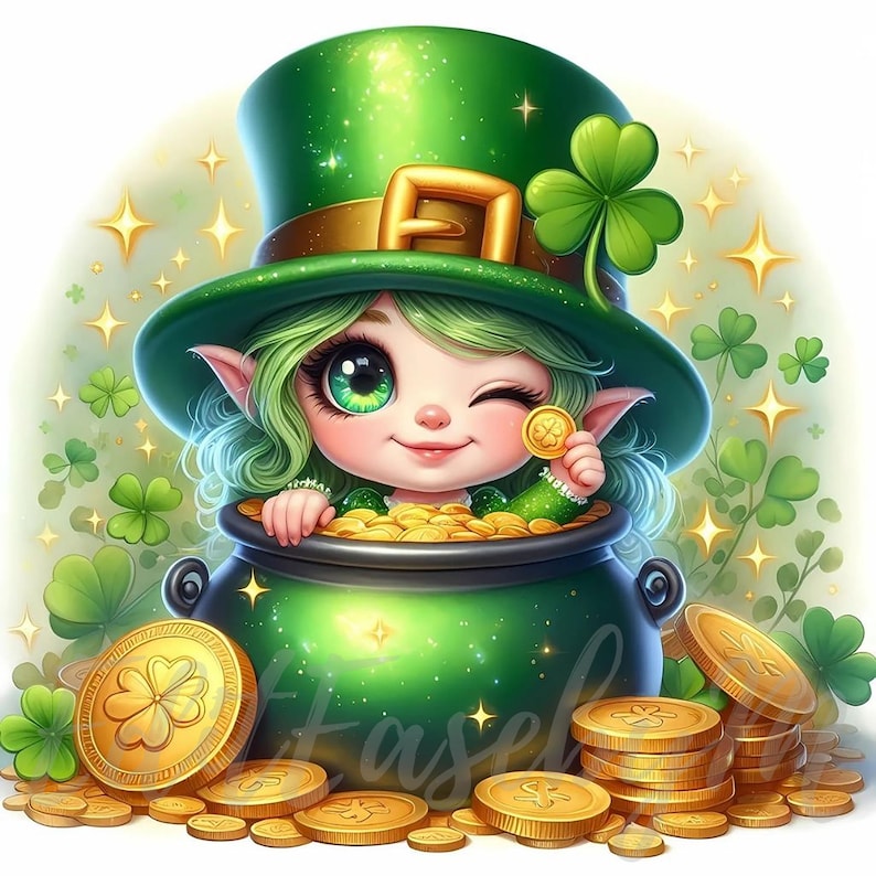 Lucky Leprechaunette Gnome Clipart | 10 High-quality 300 DPI Jpegs ...