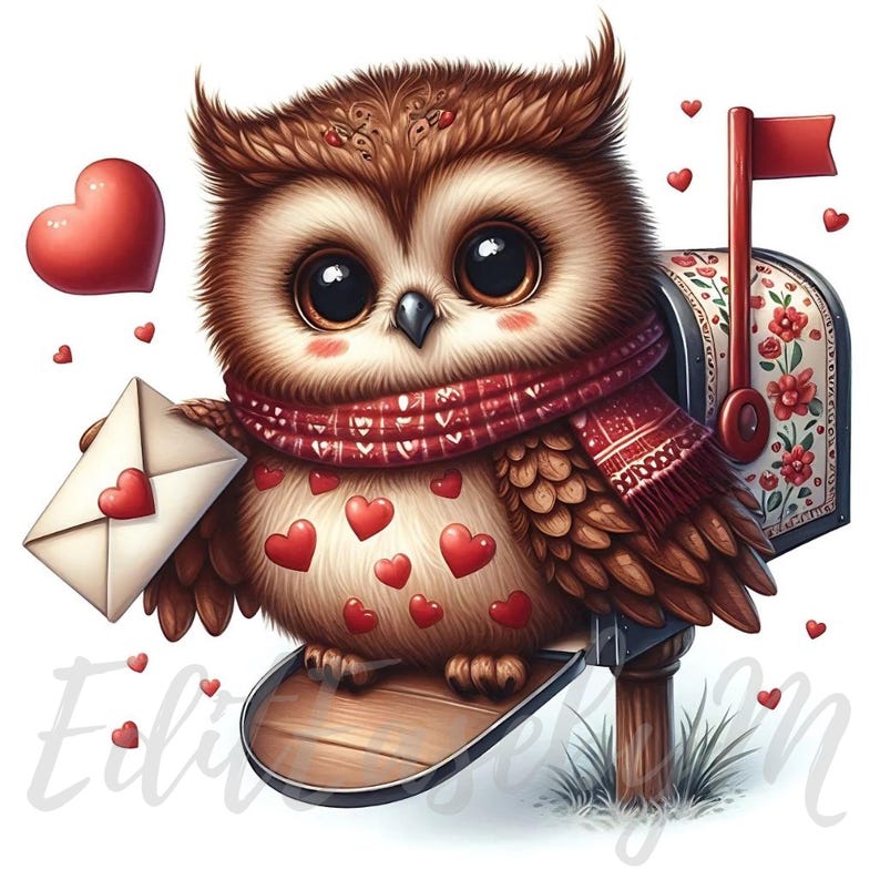 Love Letter Owl Clipart | 10 High-quality 300 DPI Jpegs Commercial Use ...