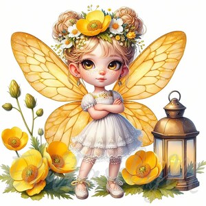 Buttercup Lantern Fairy Clipart | 10 High-quality 300 DPI Jpegs ...