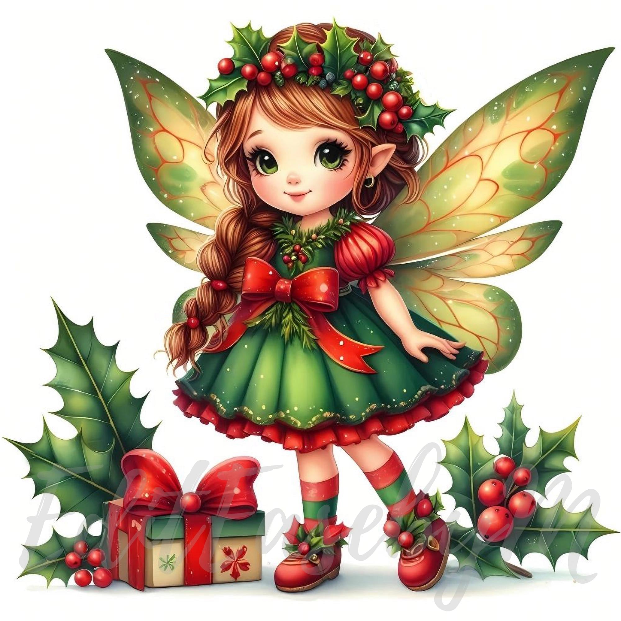 Jolly Holly Fairy Clipart | 10 High-quality 300 DPI Jpegs Commercial ...