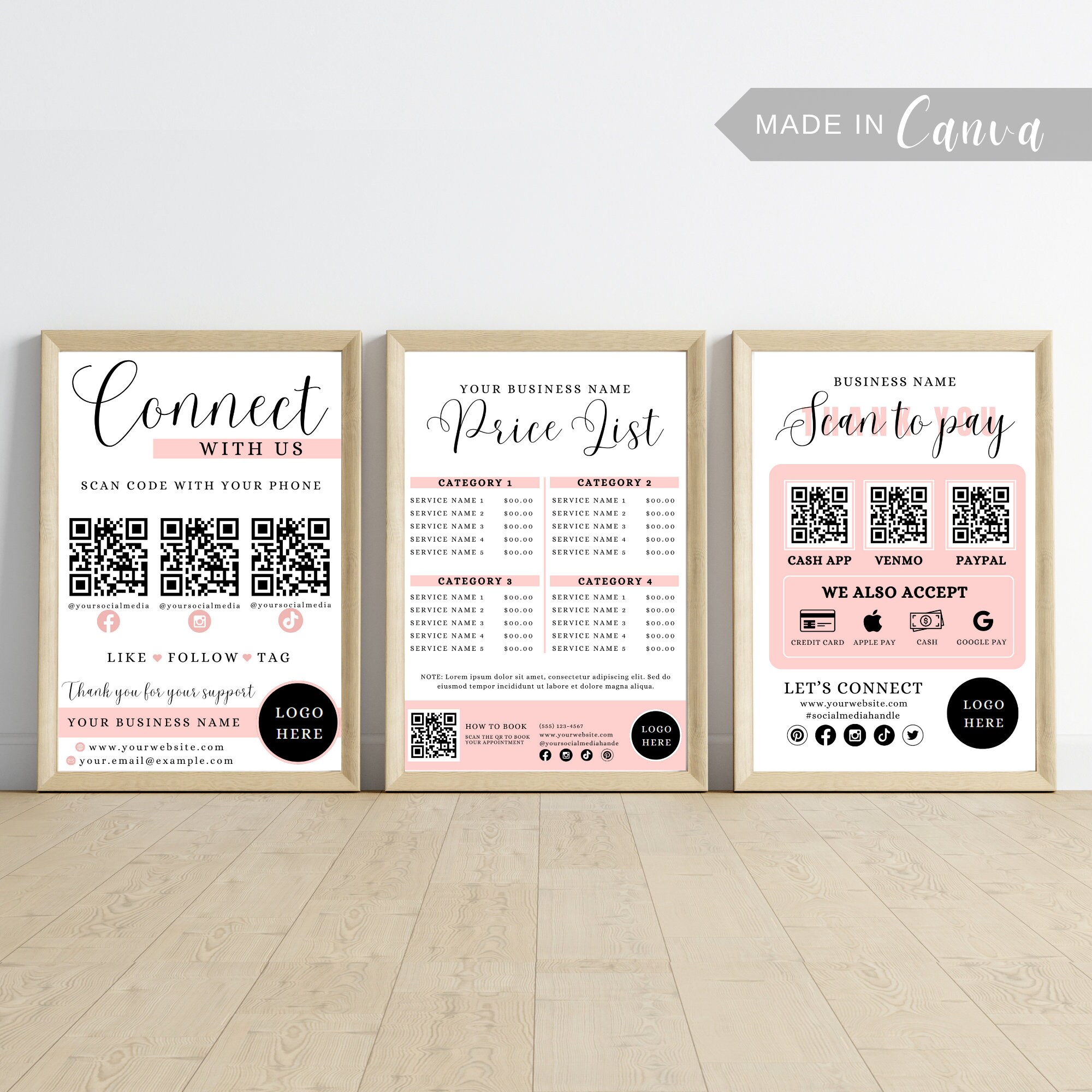 Scan to Pay Price List Social Media Sign Small Business QR Code Sign ...