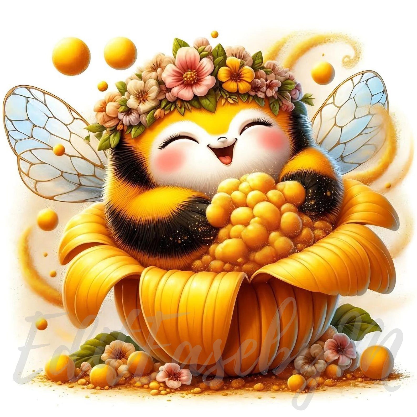 Pollen Puff Bee Clipart | 10 High-quality 300 DPI Jpegs Commercial Use ...