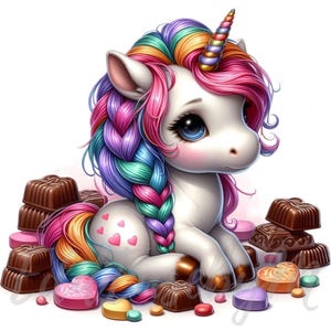 Sweet Treats Unicorn Clipart | 10 High-quality 300 DPI Jpegs Commercial ...