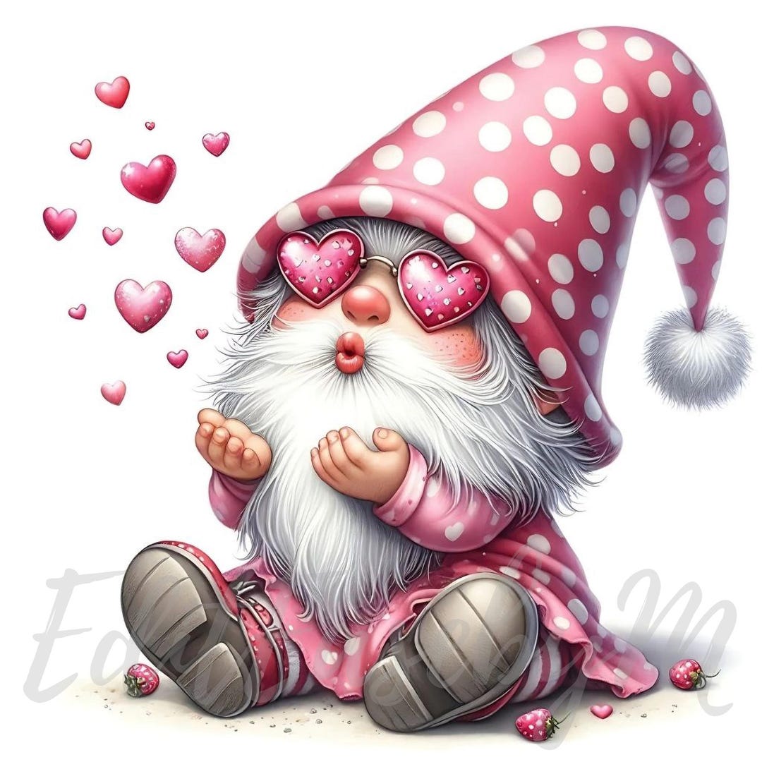 Valentine Gnome Clipart | 10 High-quality 300 DPI Jpegs Commercial Use ...
