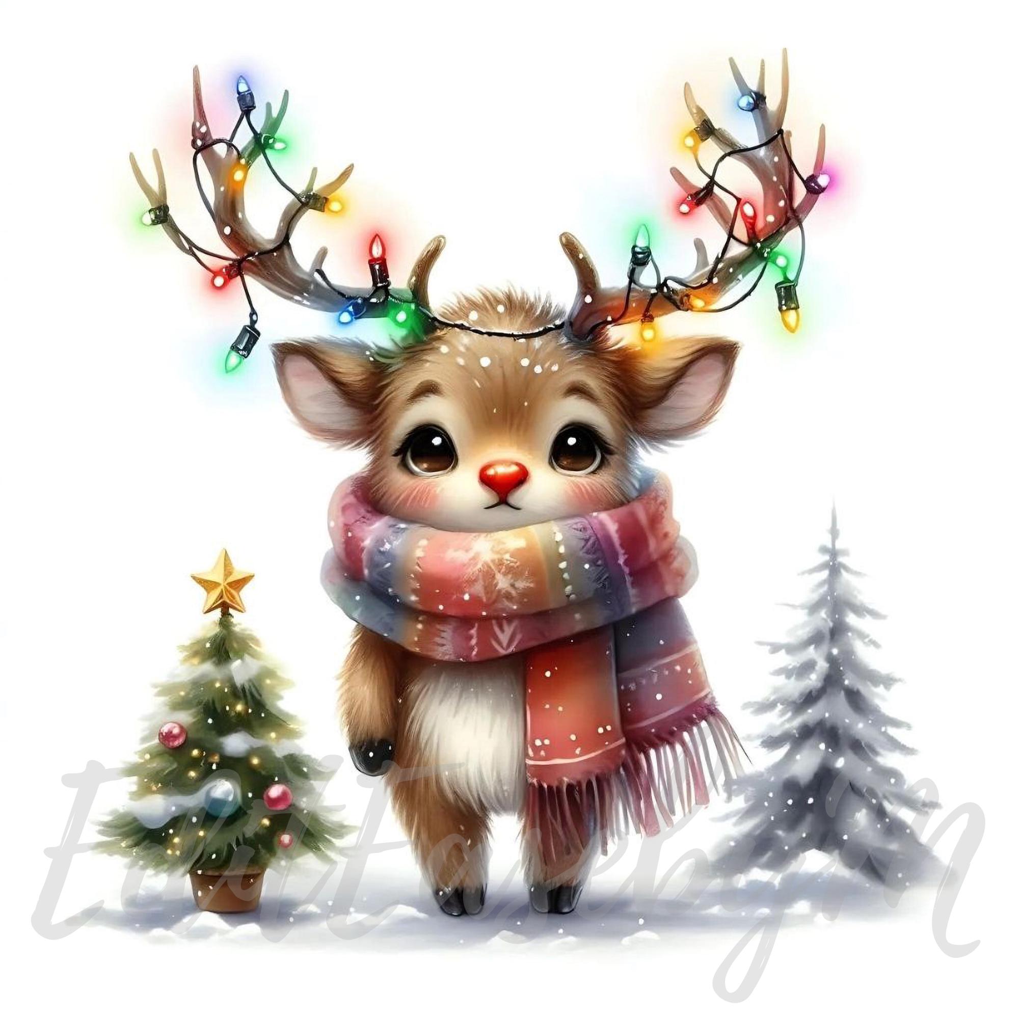 Christmas Reindeer Clipart | 10 High-quality 300 DPI Jpegs Commercial ...