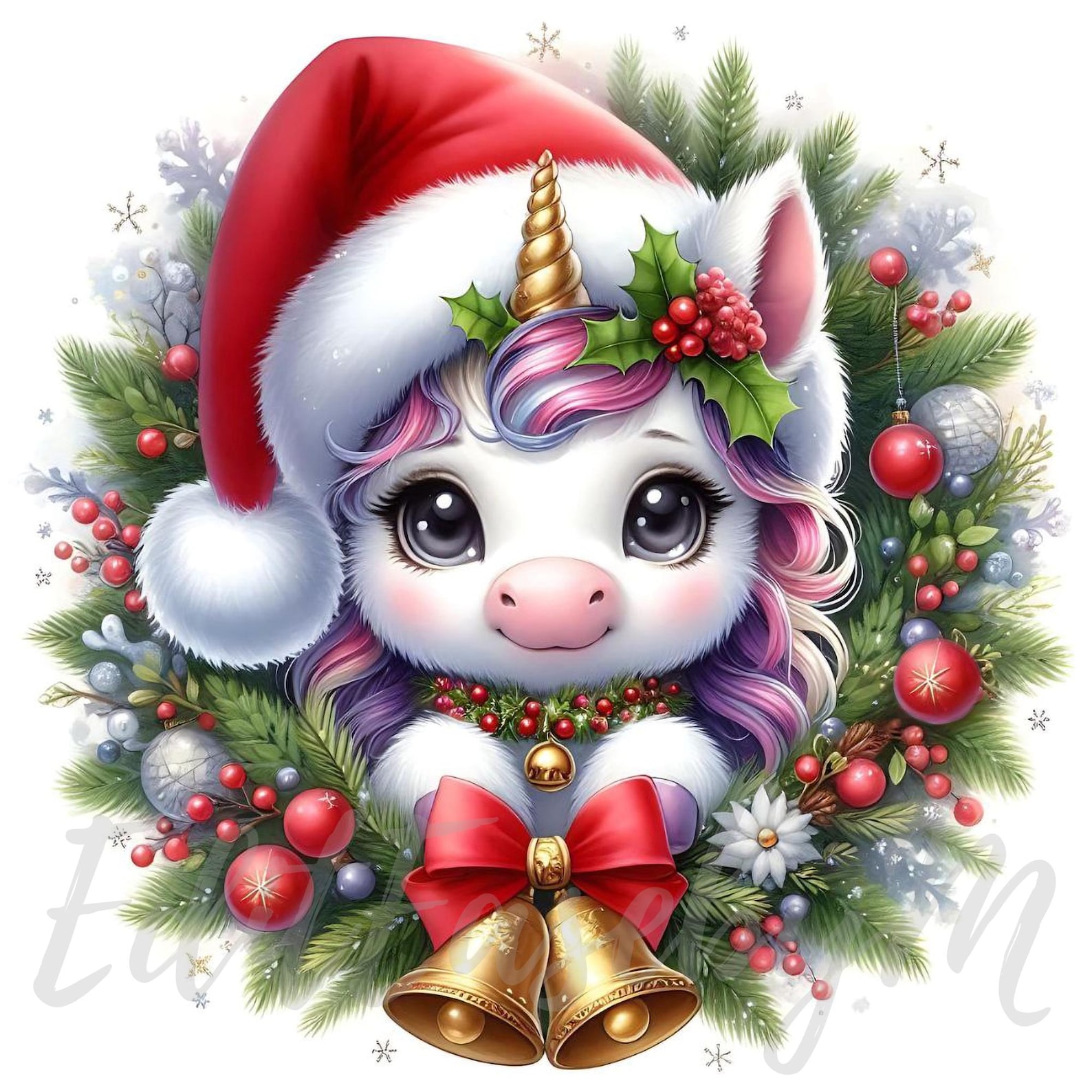 Christmas Unicorn Clipart 10 High-quality 300 DPI Jpegs Commercial Use ...