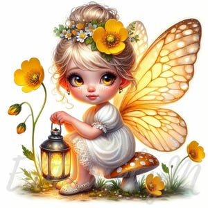Buttercup Lantern Fairy Clipart | 10 High-quality 300 DPI Jpegs ...