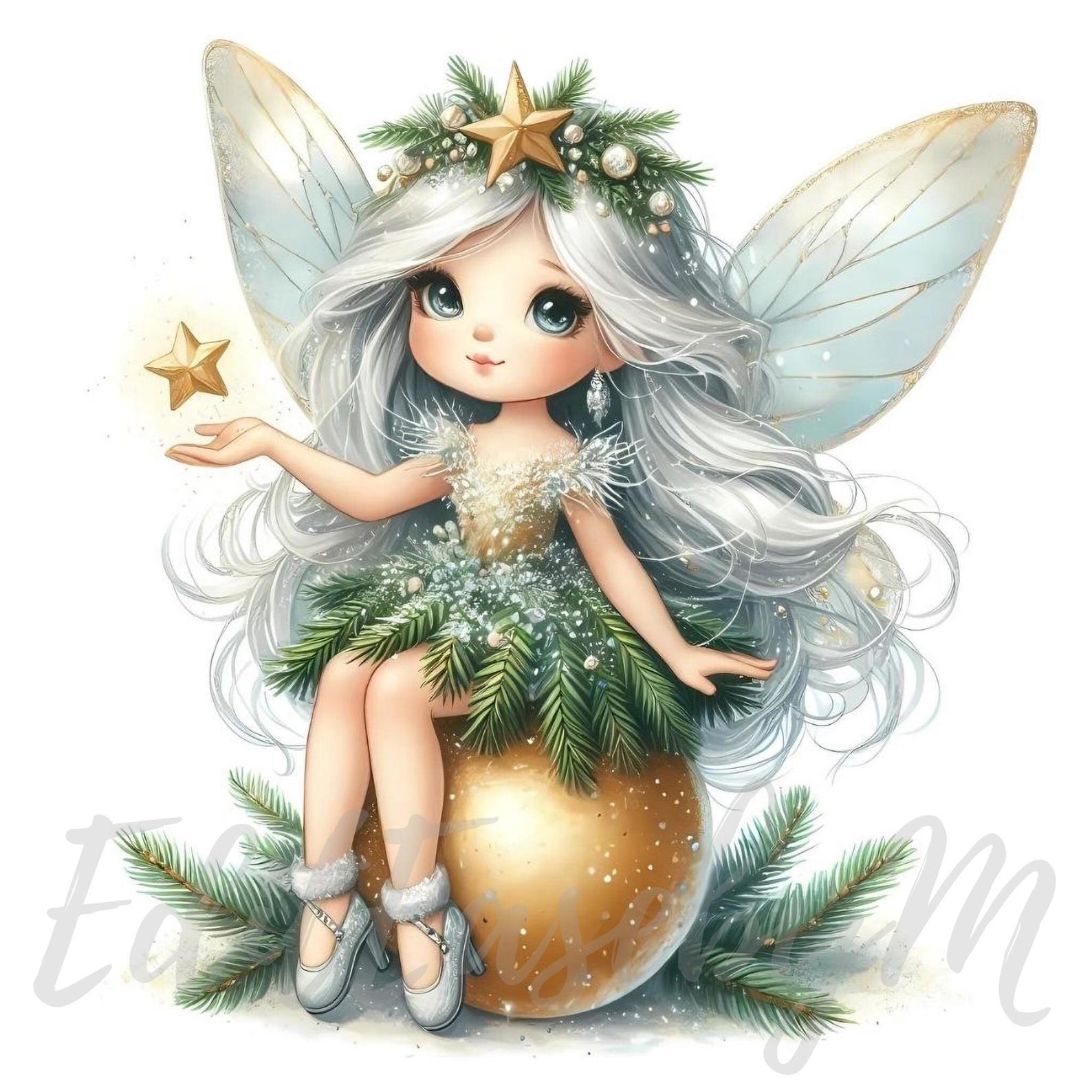 Christmas Tree Fairy Clipart | 10 High-quality 300 DPI Jpegs Commercial ...