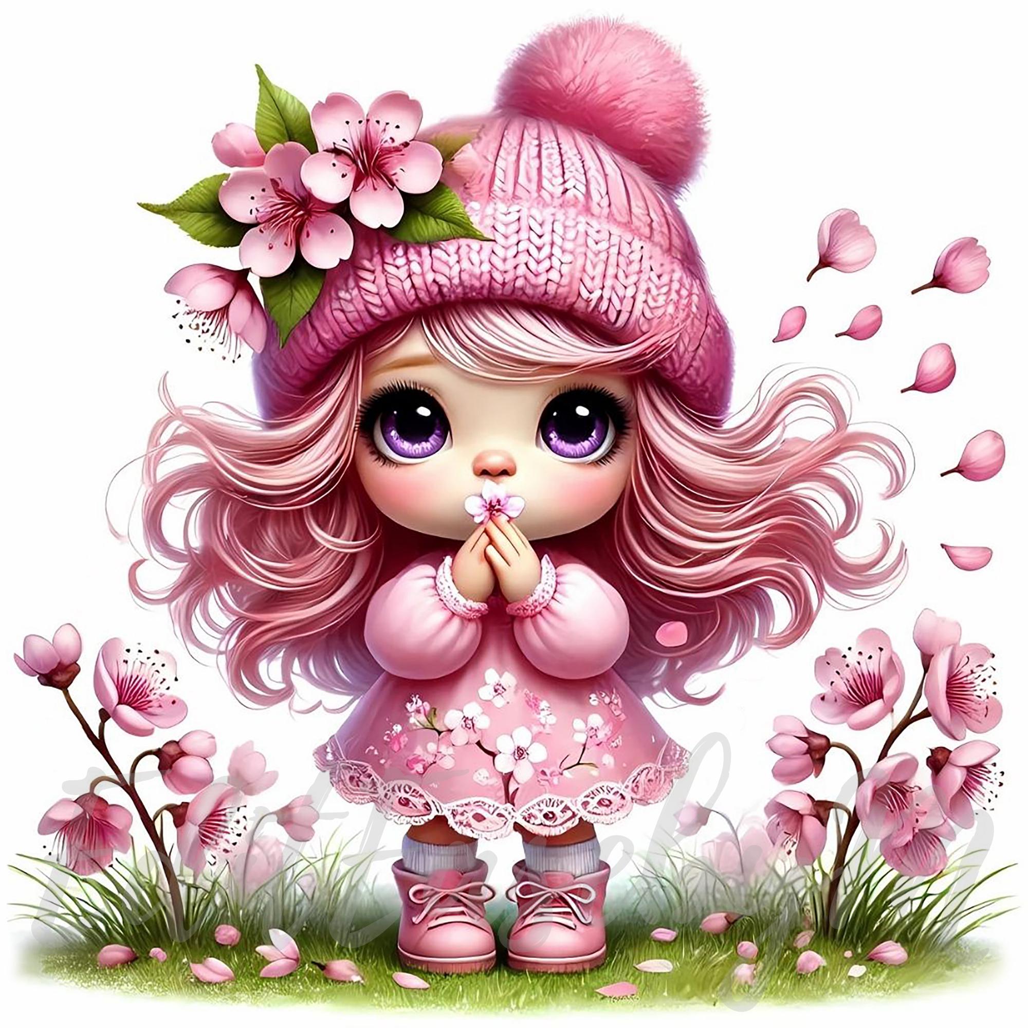 Cherry Blossom Dream Gnome Clipart | 10 High-quality 300 DPI Jpegs ...