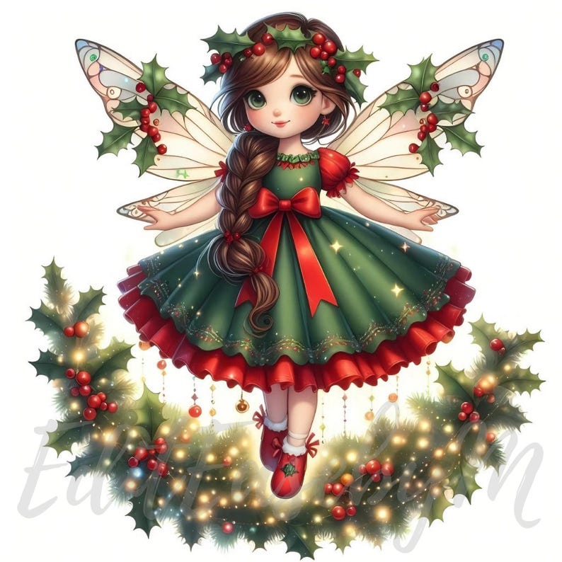 Jolly Holly Fairy Clipart | 10 High-quality 300 DPI Jpegs Commercial ...
