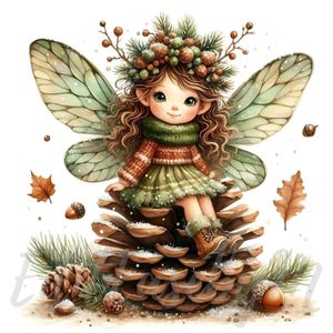 Pinecone Woodland Fairy Clipart | 10 High-quality 300 DPI Jpegs ...
