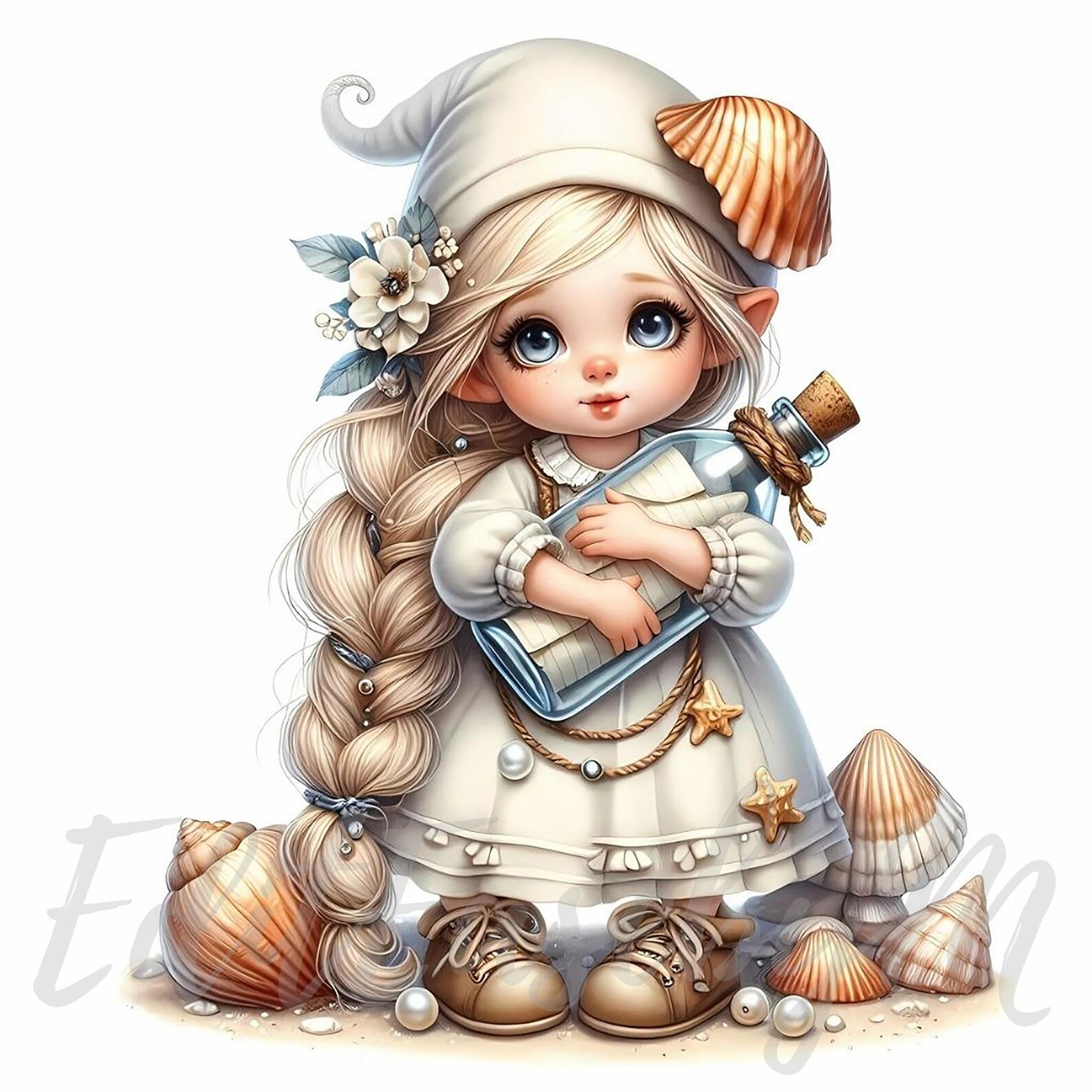 Seashell Gnome Clipart | 10 High-quality 300 DPI Jpegs Commercial Use ...
