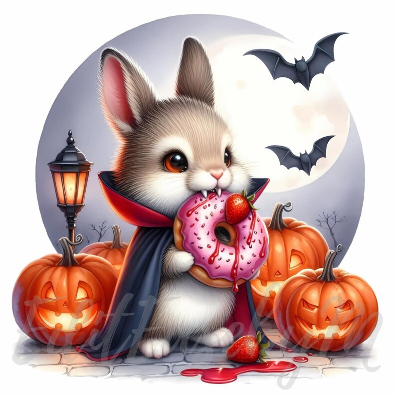 Vampire Bunny Picnic Clipart | 10 High-quality 300 DPI Jpegs Commercial ...