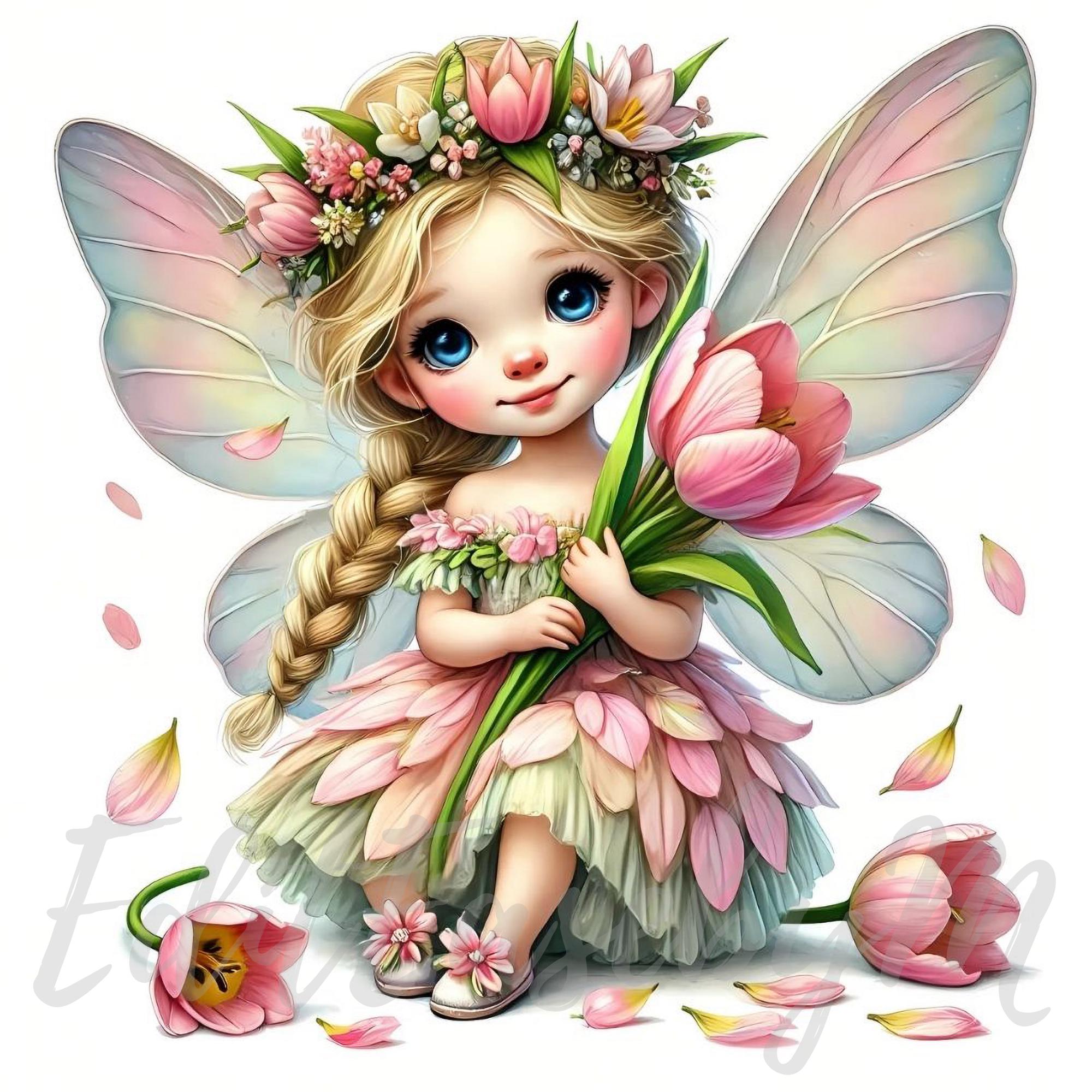 Tulip Sprite Fairy Clipart | 10 High-quality 300 DPI Jpegs Commercial ...