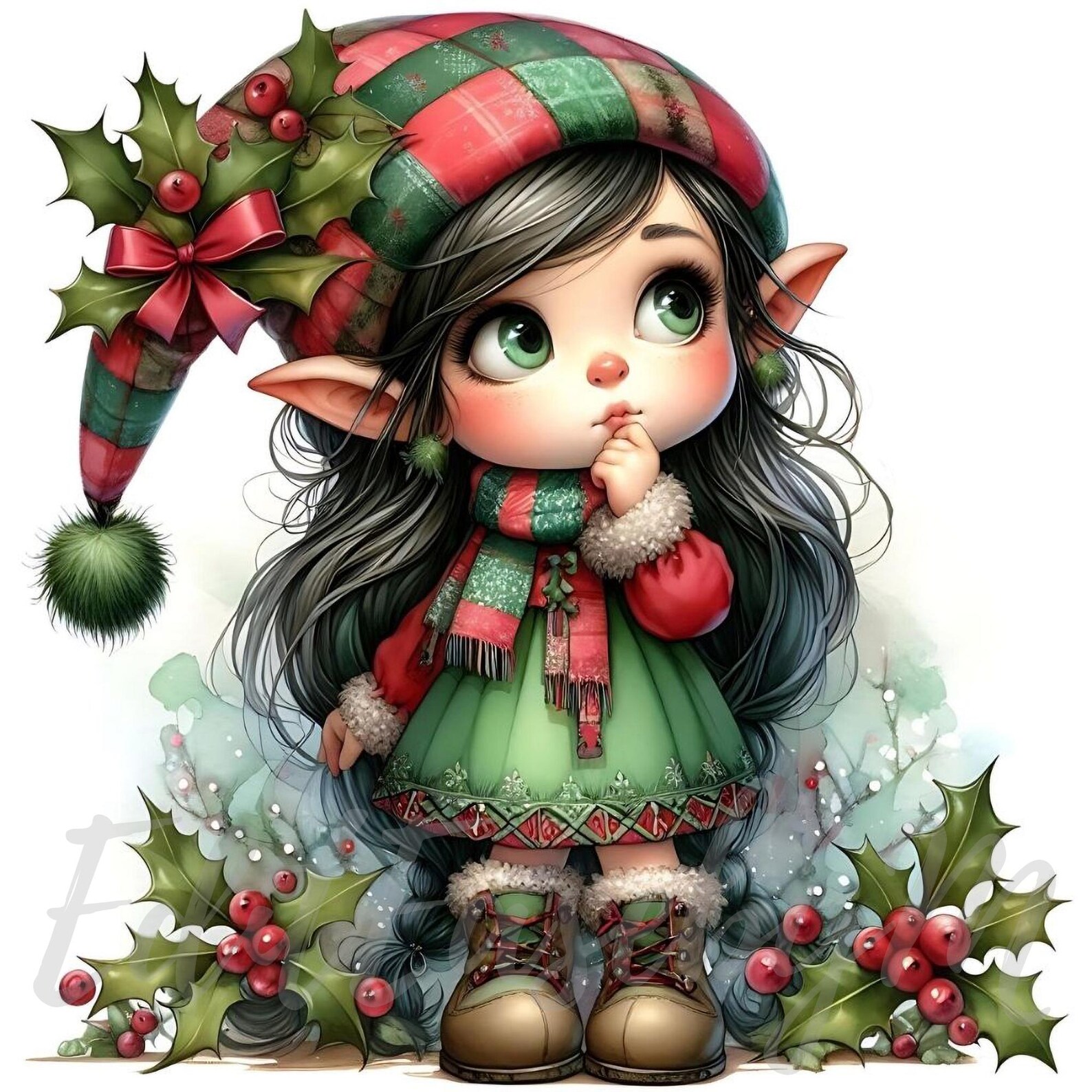 Mistletoe Mischief Gnome Clipart | 10 High-quality 300 DPI Jpegs ...