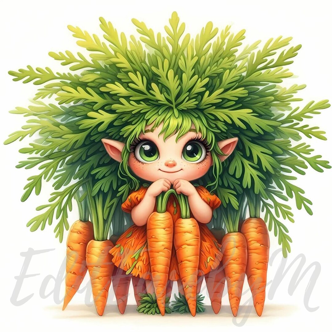 Carrot Sprout Sprite Clipart | 10 High-quality 300 DPI Jpegs Commercial ...